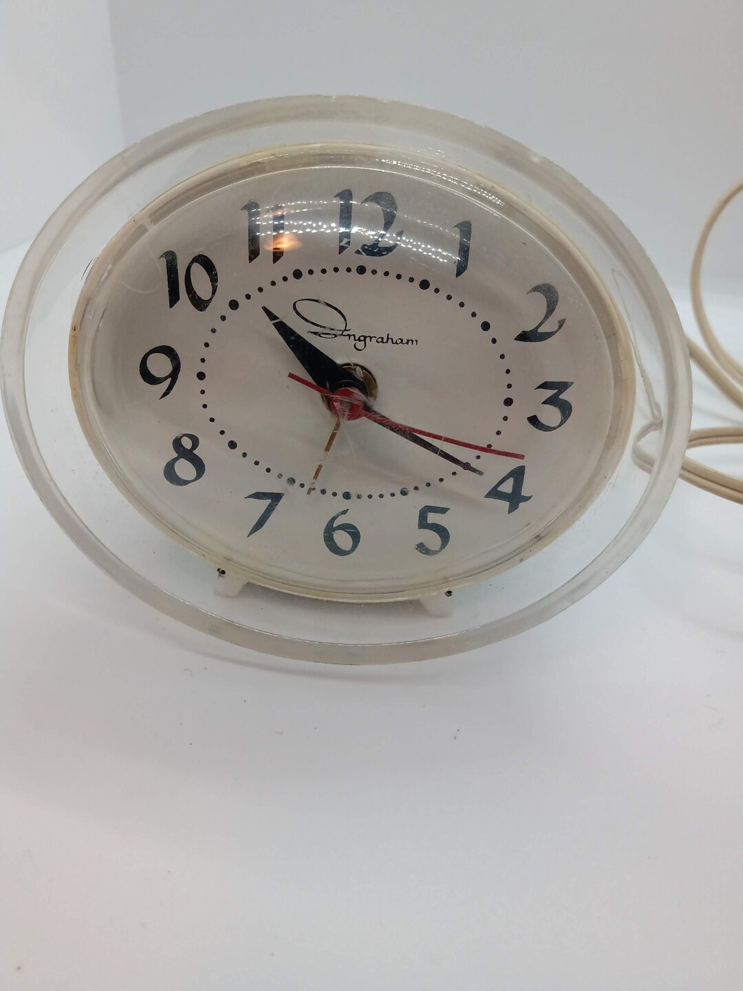 Vintage Ingraham Electric Alarm Clock White Table Top - Etsy