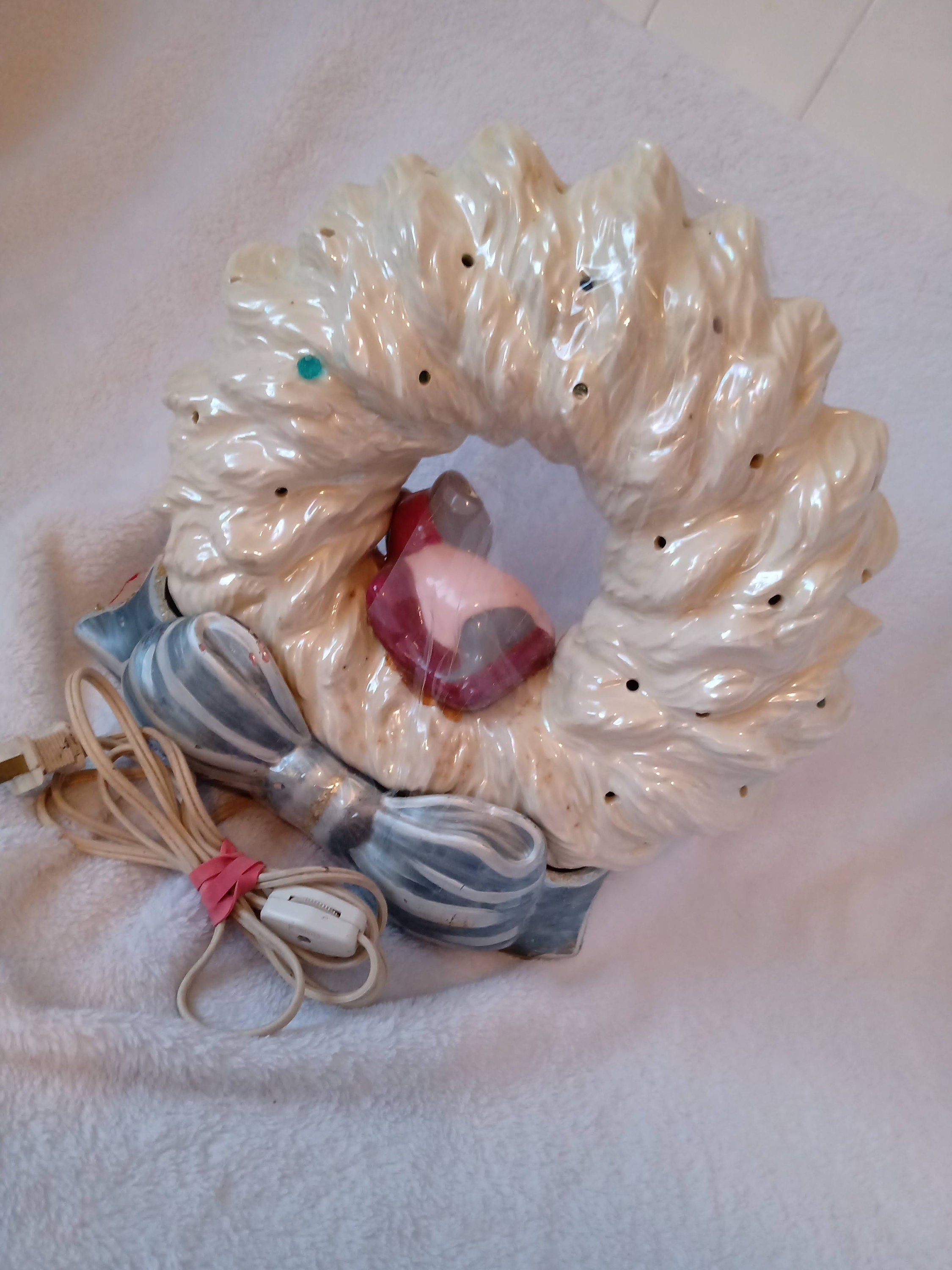 RARE Vintage Ceramic Christmas Wreath With Sleeping Mouse - Etsy.de