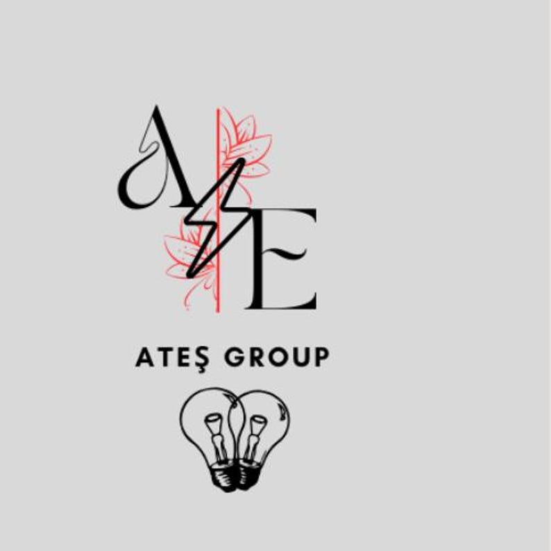 Custom Minimalist Ates Group Logo Design Unique Typography Light Bulb ...