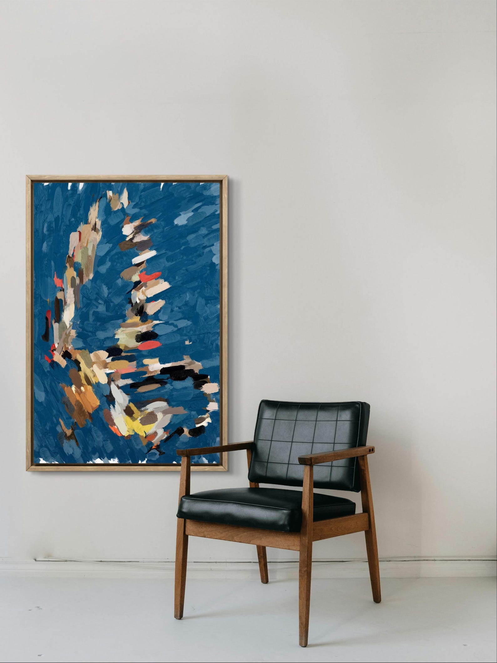 Navy Blue Painting on Canvas Print Abstract Large Wall Art, 100% Cotton ...