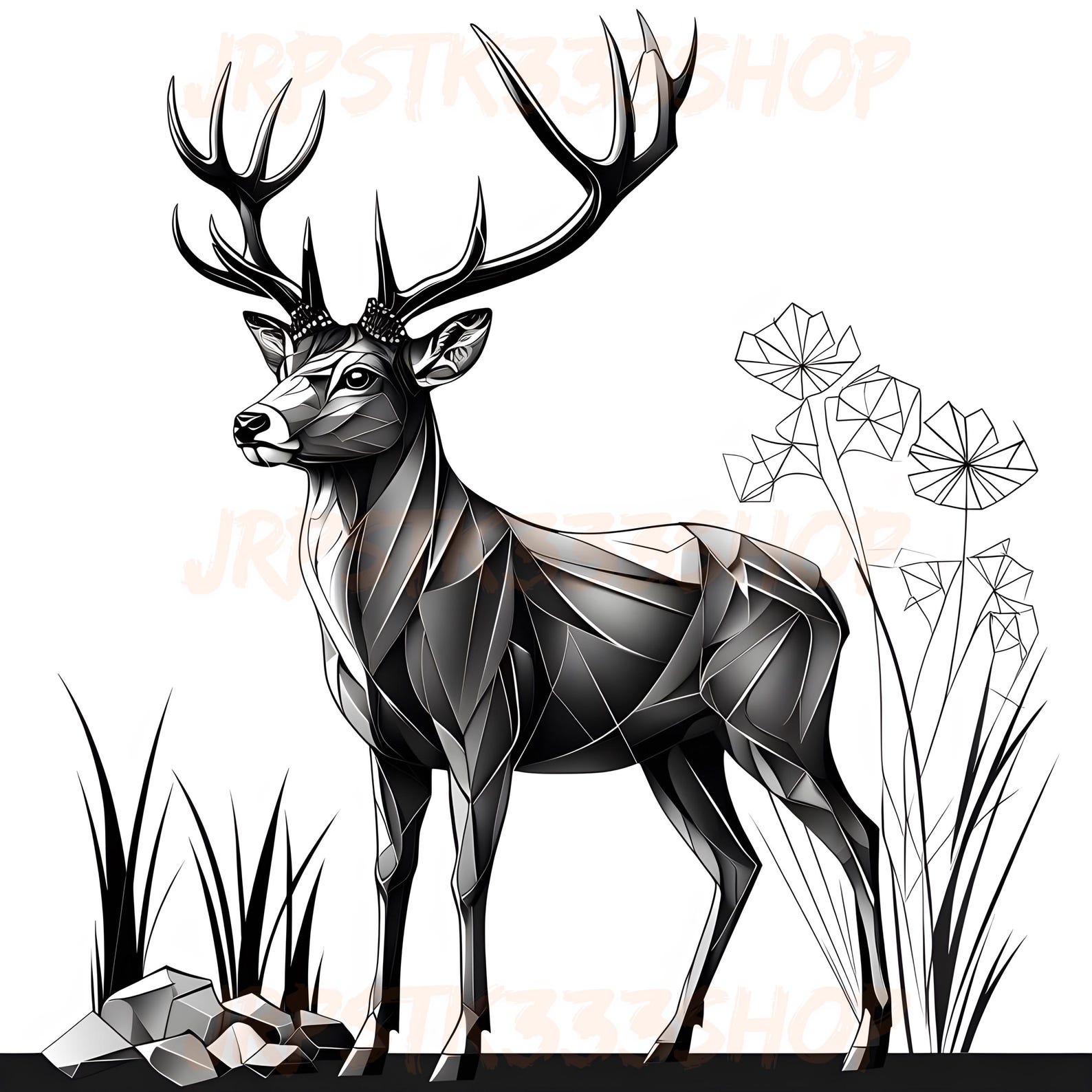 Deer Printable Wall Art, Deer Digital Prints PNG, Deer Poster, Digital ...