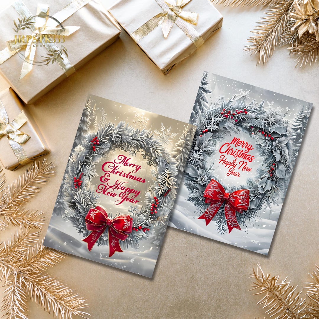 Elegant 3D Christmas Card Gift Set:4 Printable Designs (5x7 Inches ...