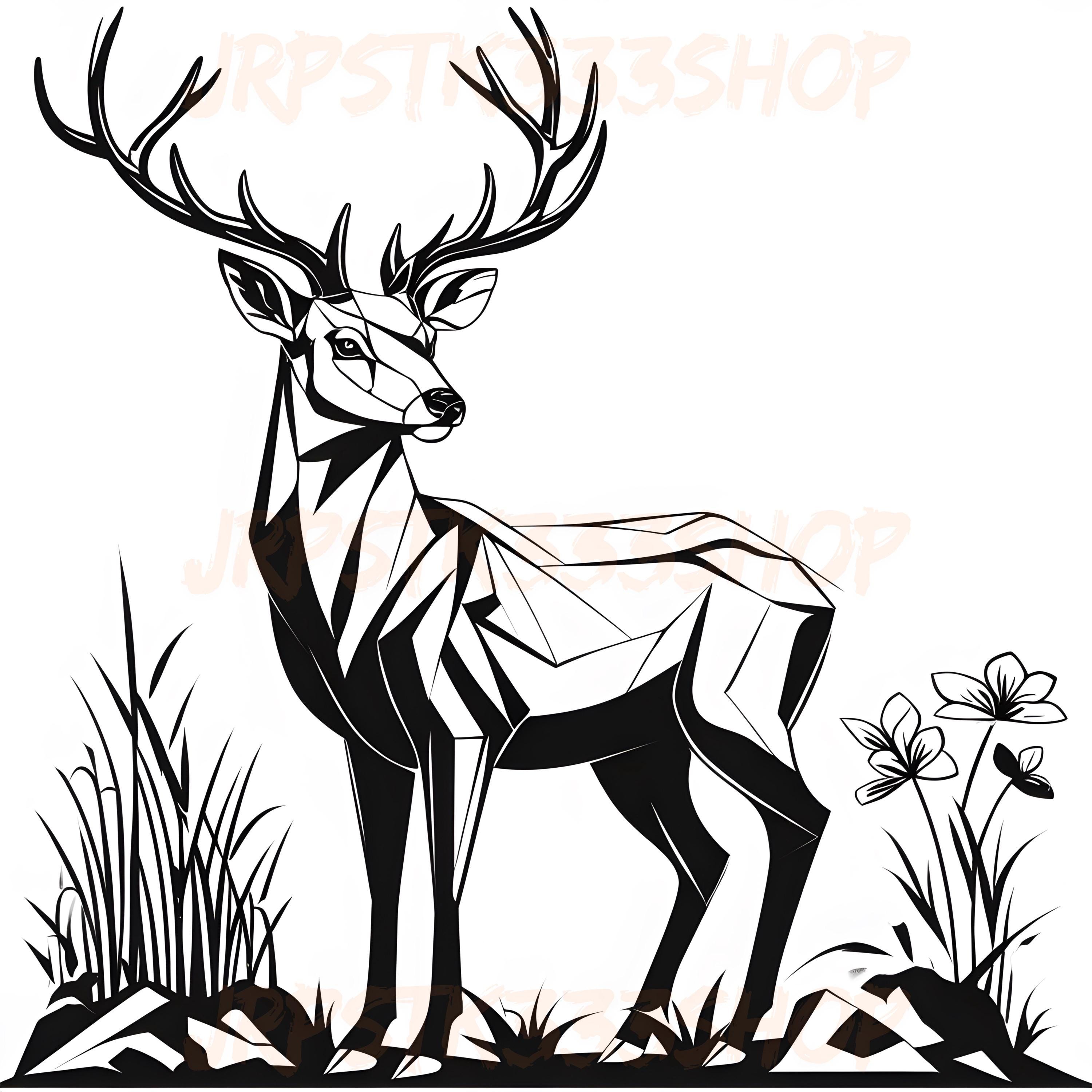 Deer Printable Wall Art, Deer Digital Prints PNG, Deer Poster, Digital ...