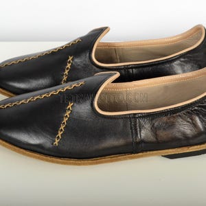 Black Yemeni Shoes Leather Handmade Handcrafted Traditional Turkish ...