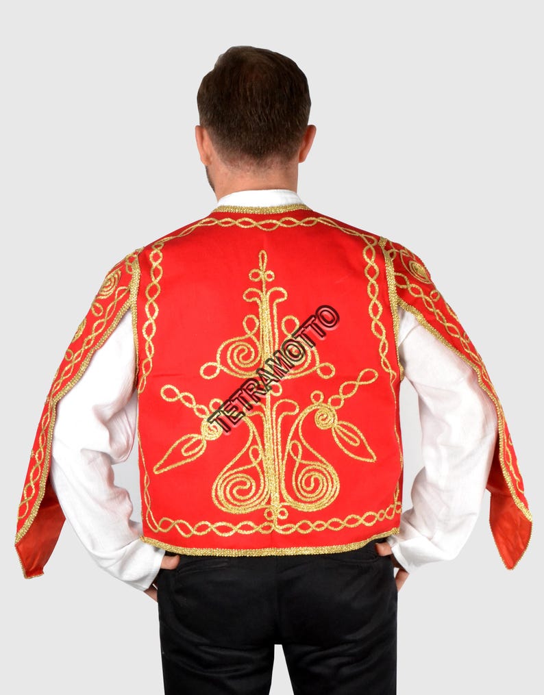 RED Vest Embroidered Vest Waistcoat Waist Costume Sleeved - Etsy