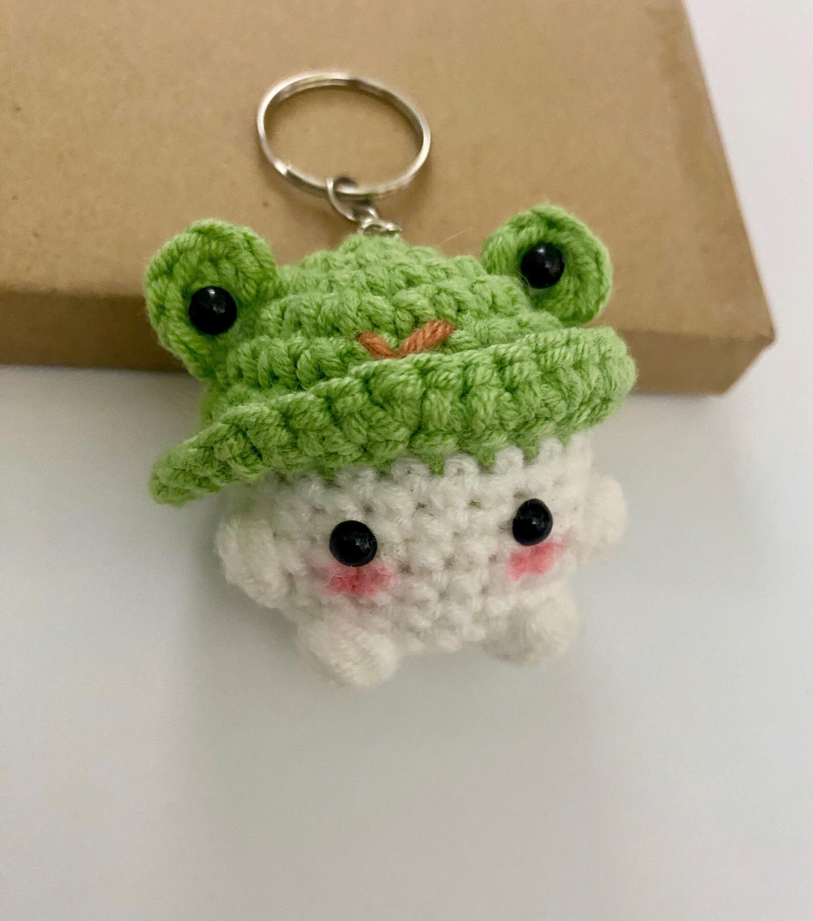 Crochet Keychain Frog, Cute Green Frog Keychain, Handmade Crochet Frog ...