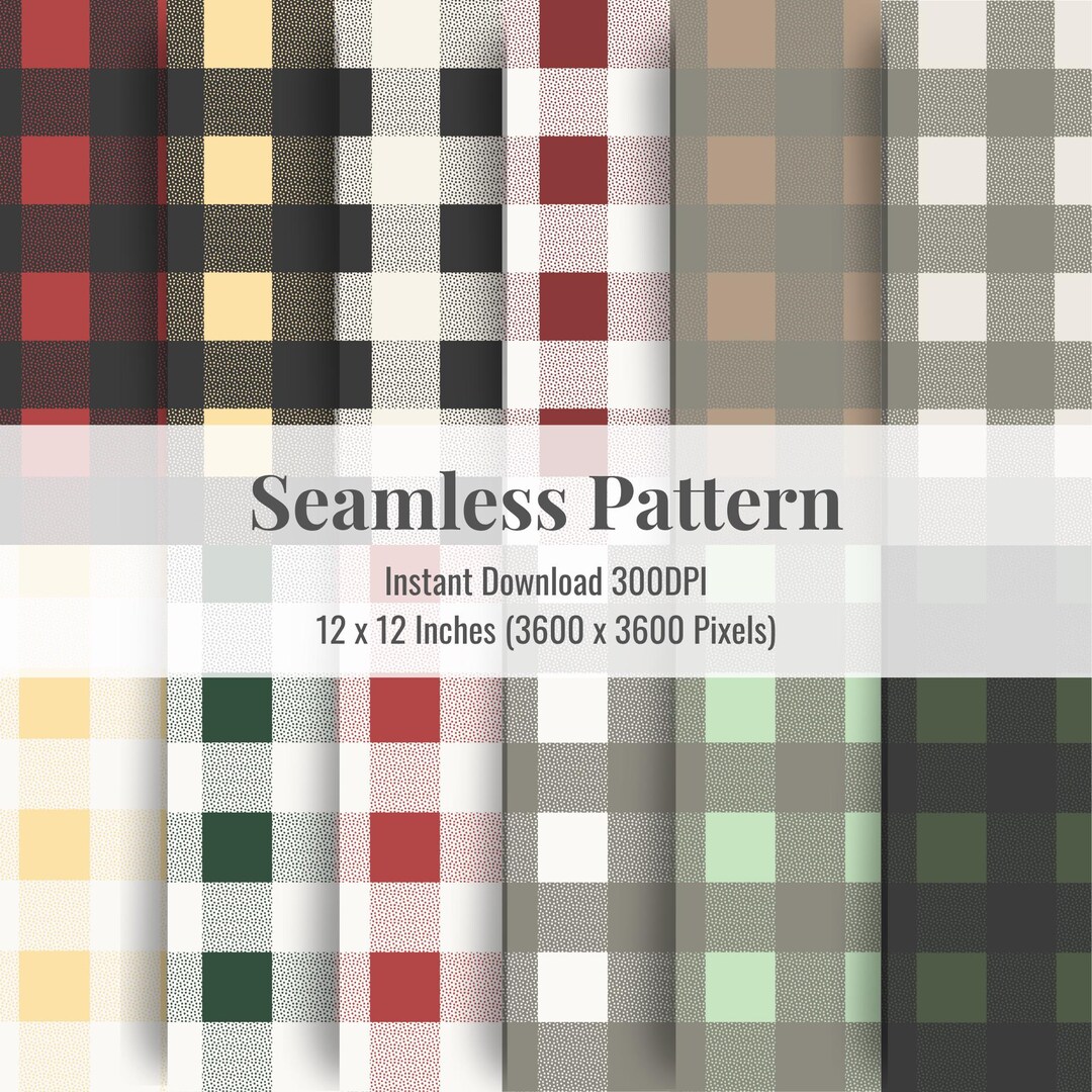 Modern Buffalo Tartan Seamless Pattern Bundle | 24 PNG Papers | Cozy ...