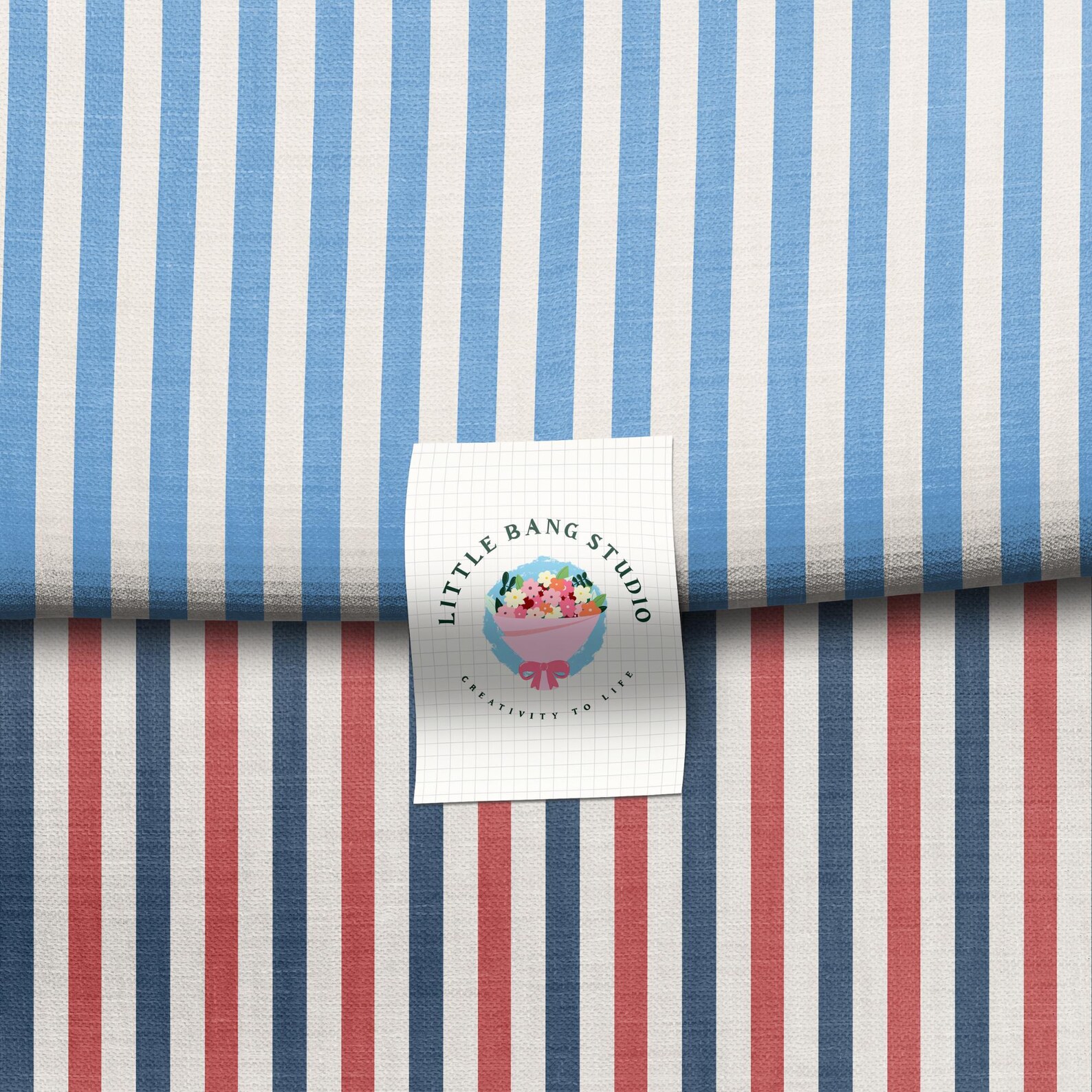 Nautical Stripe Pattern Bundle: Red, Navy, Blue (12x12” Digital Paper ...