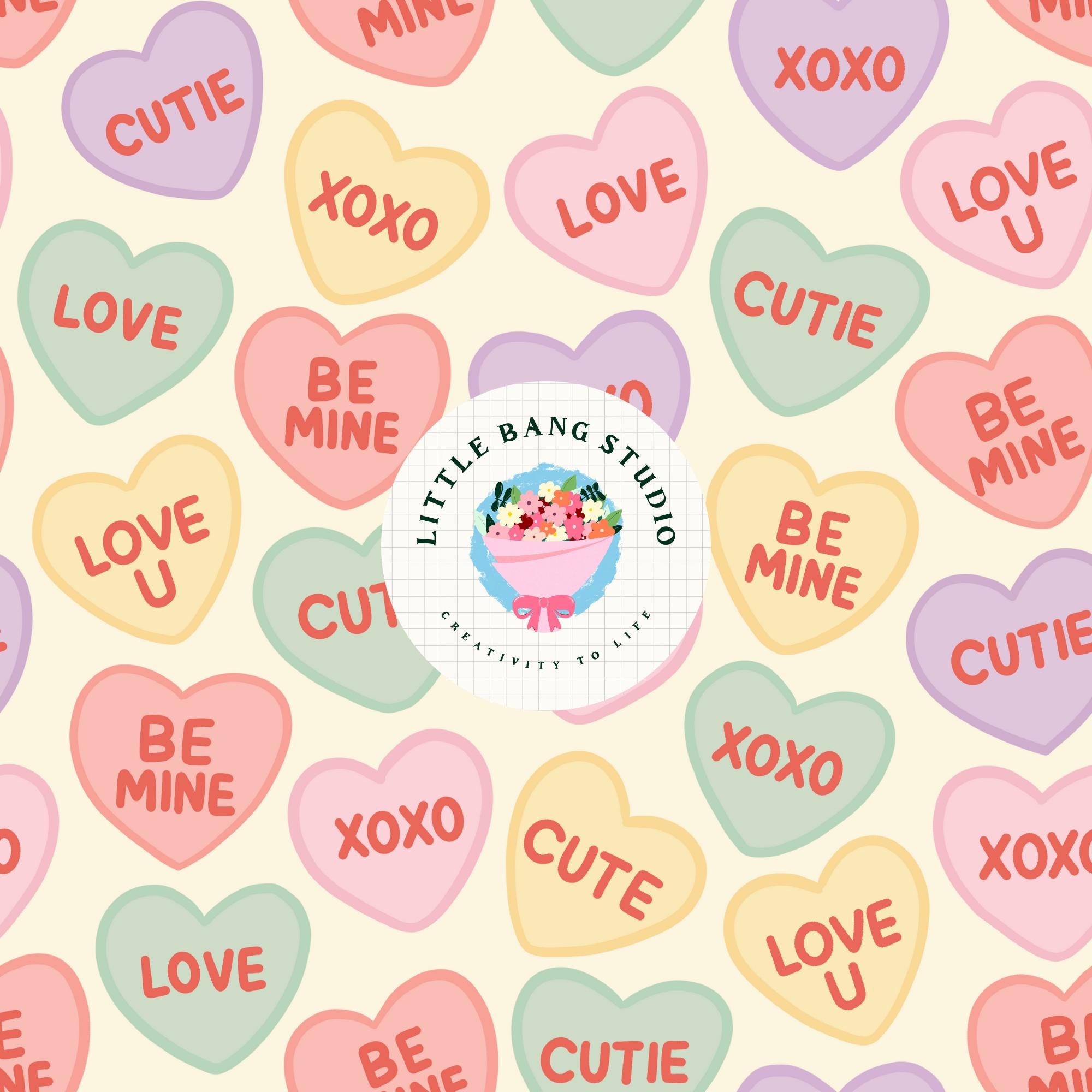 Conversation Hearts Seamless Pattern | Valentine Digital Paper | Pastel ...