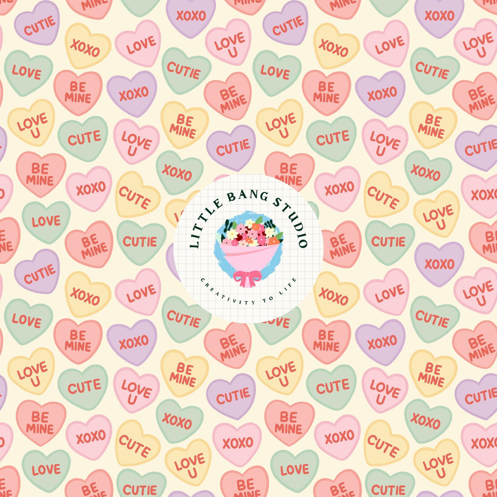 Conversation Hearts Seamless Pattern | Valentine Digital Paper | Pastel ...