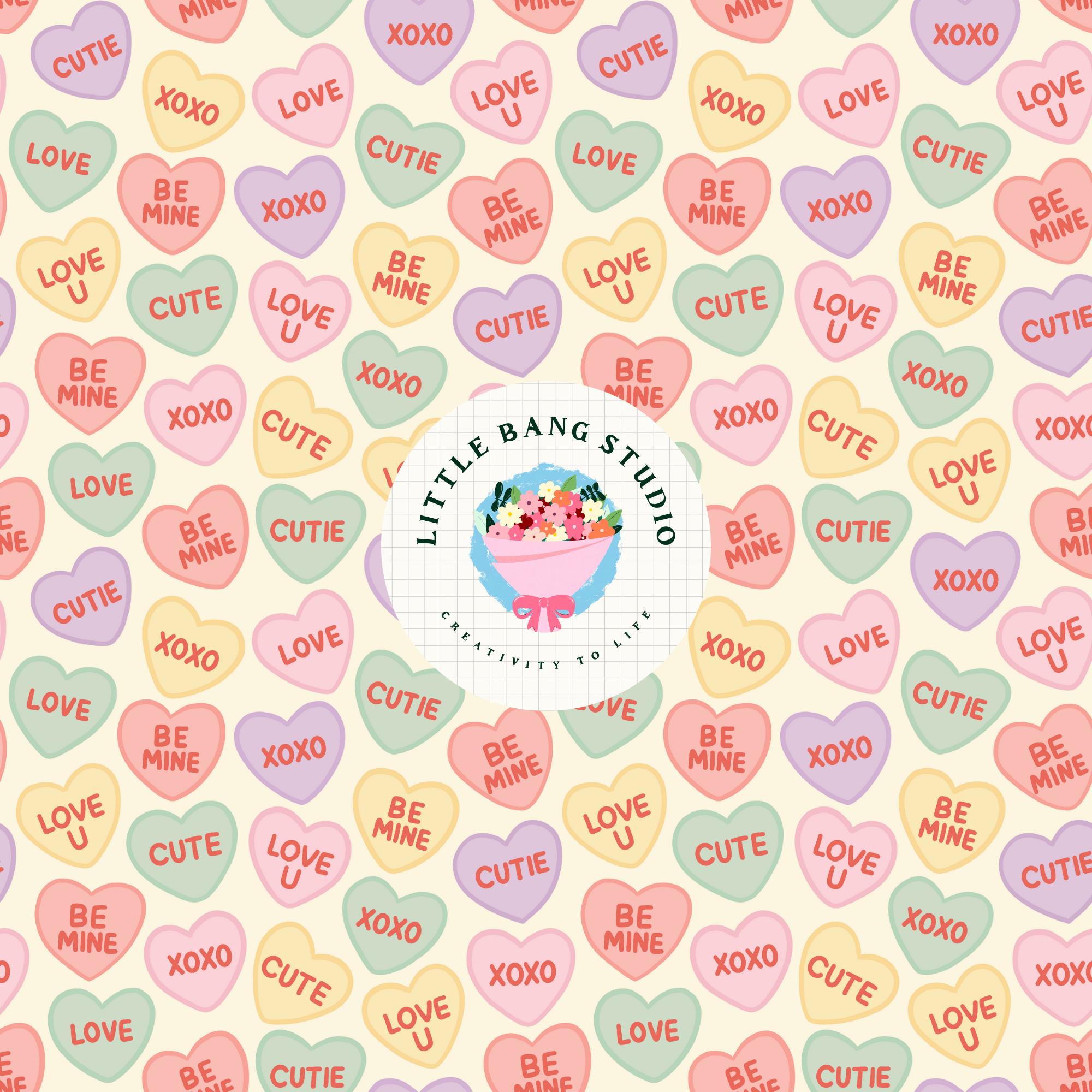 Conversation Hearts Seamless Pattern | Valentine Digital Paper | Pastel ...