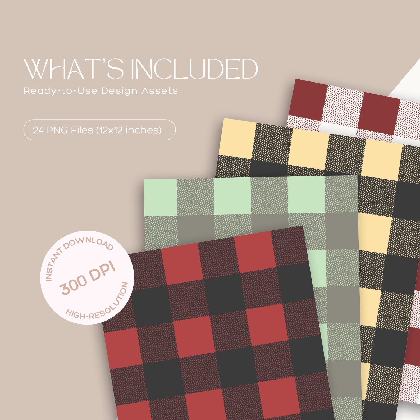 Modern Buffalo Tartan Seamless Pattern Bundle | 24 PNG Papers | Cozy ...