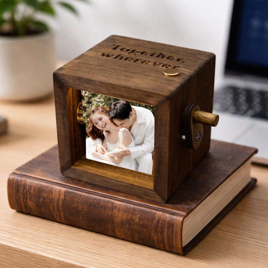 Personalized Photo Flipbook Animation Box, Custom Wooden Photo Book ...