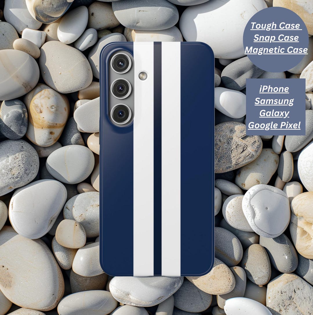 Navy Blue & White Racing Stripe Phonecase, iPhone Case, Samsung Galaxy ...