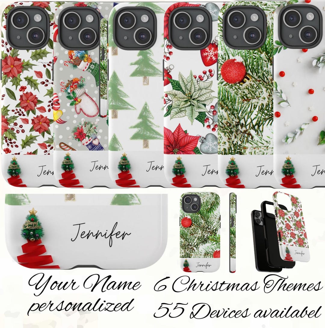 Personalize Case, Christmas Theme, Custom Name Phone Case, Custom Name Covering, iPhone 8 to 16 ...