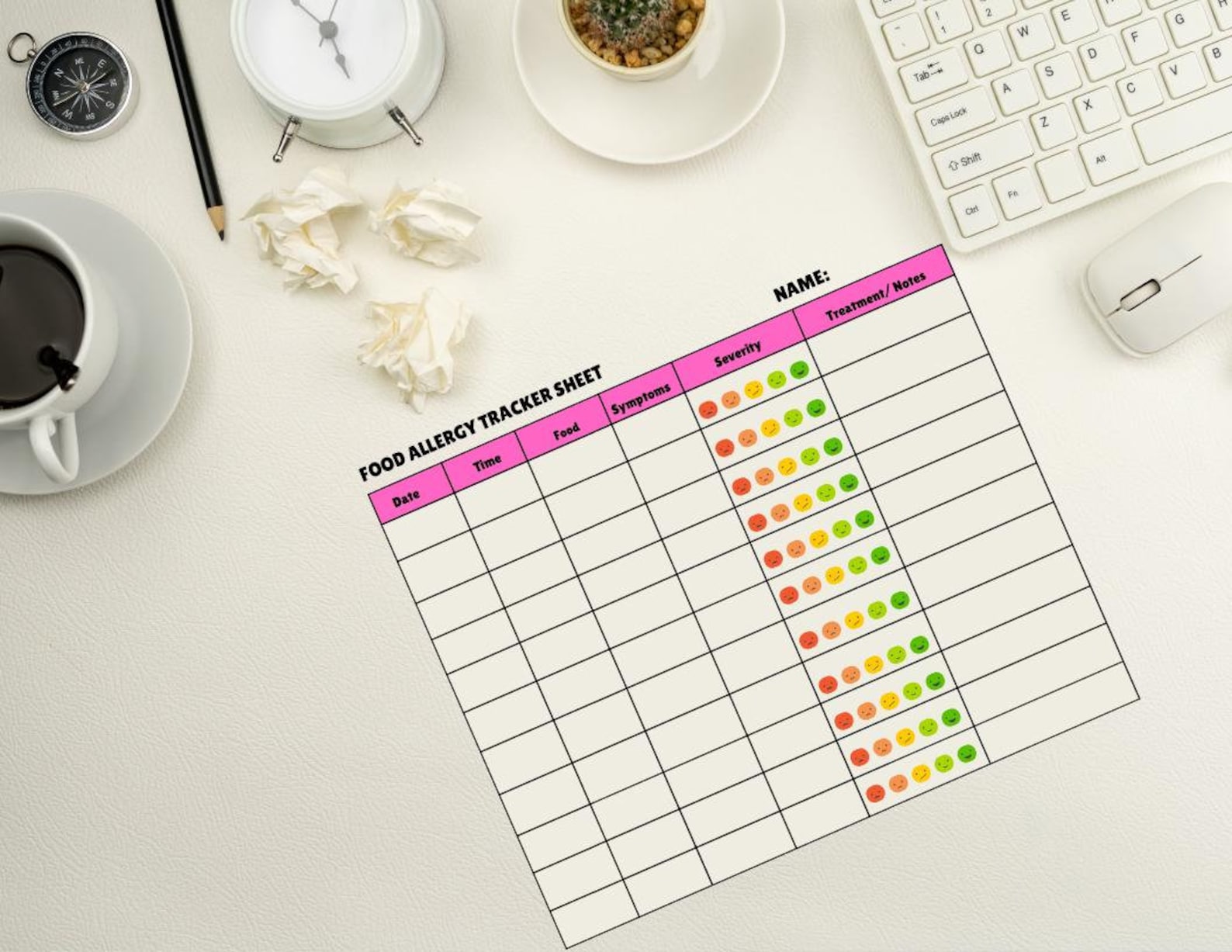 Printable Food Allergy Tracker Sheet, Food and Symptom Diary, Food ...