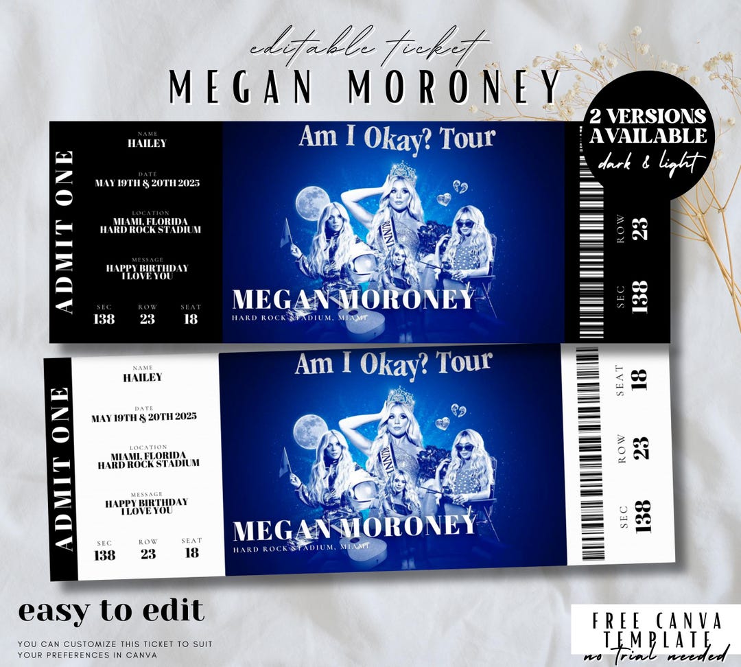 Personalized Megan Moroney Concert Ticket, Am I Okay Tour 2024 ...