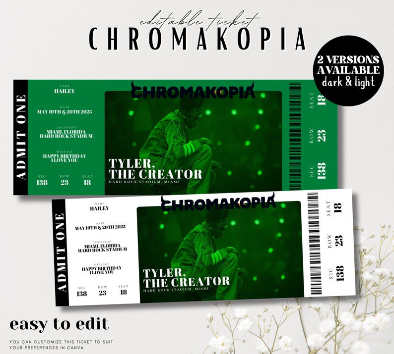 Custom Personalised Tyler the Creator Chromokopia Concert World Tour ...