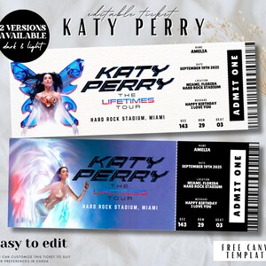 Editable Katy Perry the Lifetimes Tour Ticket Template, Customizable ...