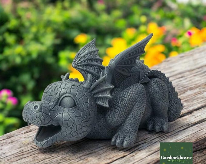 Garden Dragon Water Fountain Statue Resin Dragon Ornament for Outdoor ...