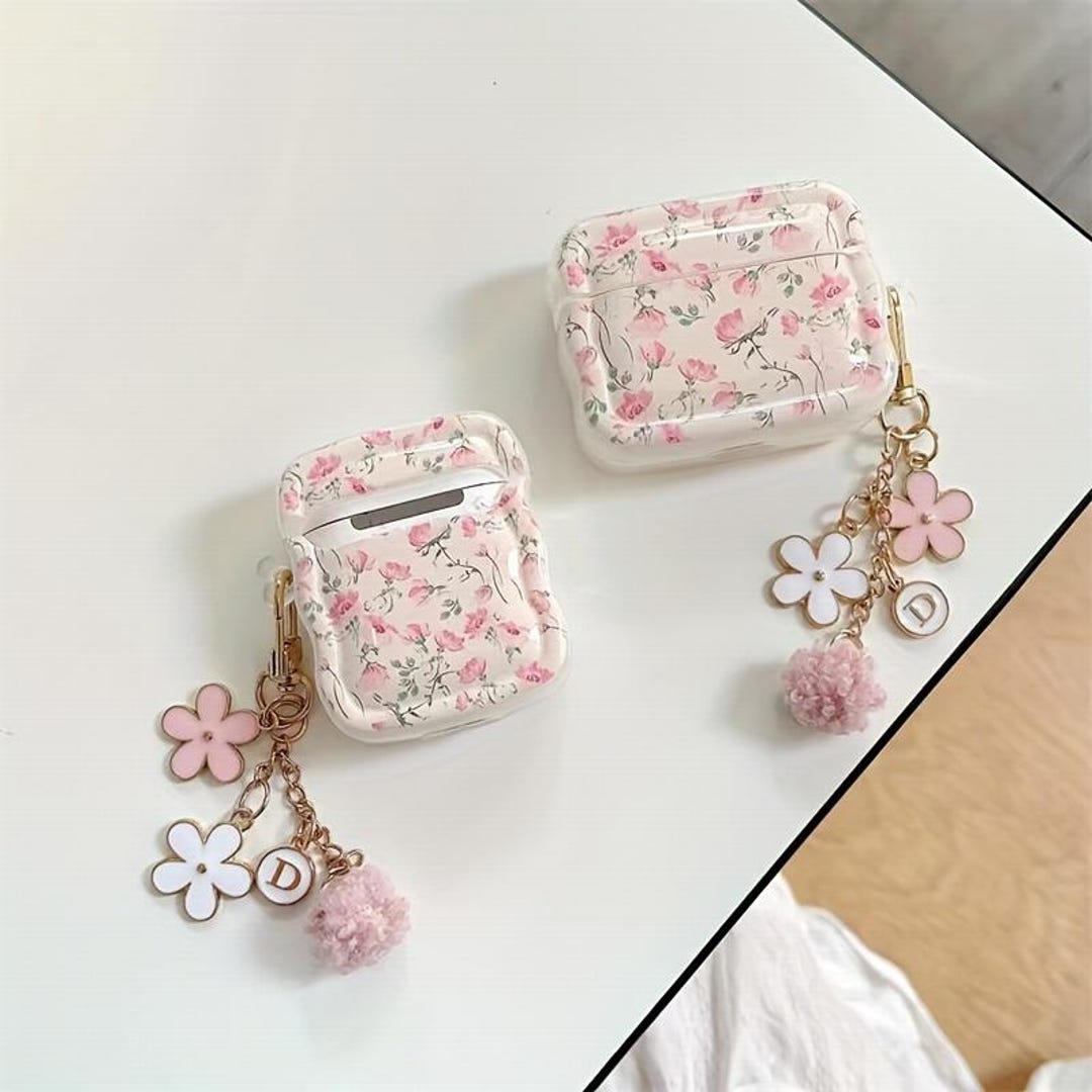 Cute Pink Floral Design AirPod Case-custom Case for Airpods Gen 1/2/3 ...