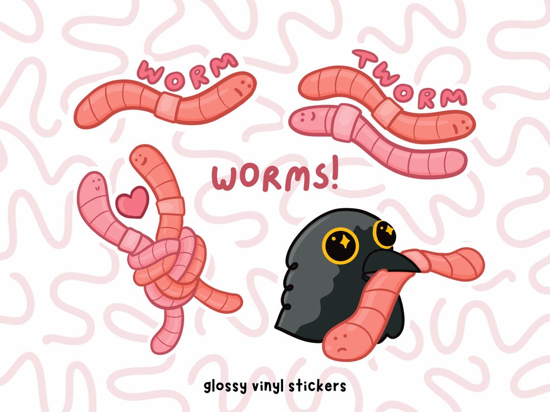 Worms! Glossy Vinyl Stickers - Etsy