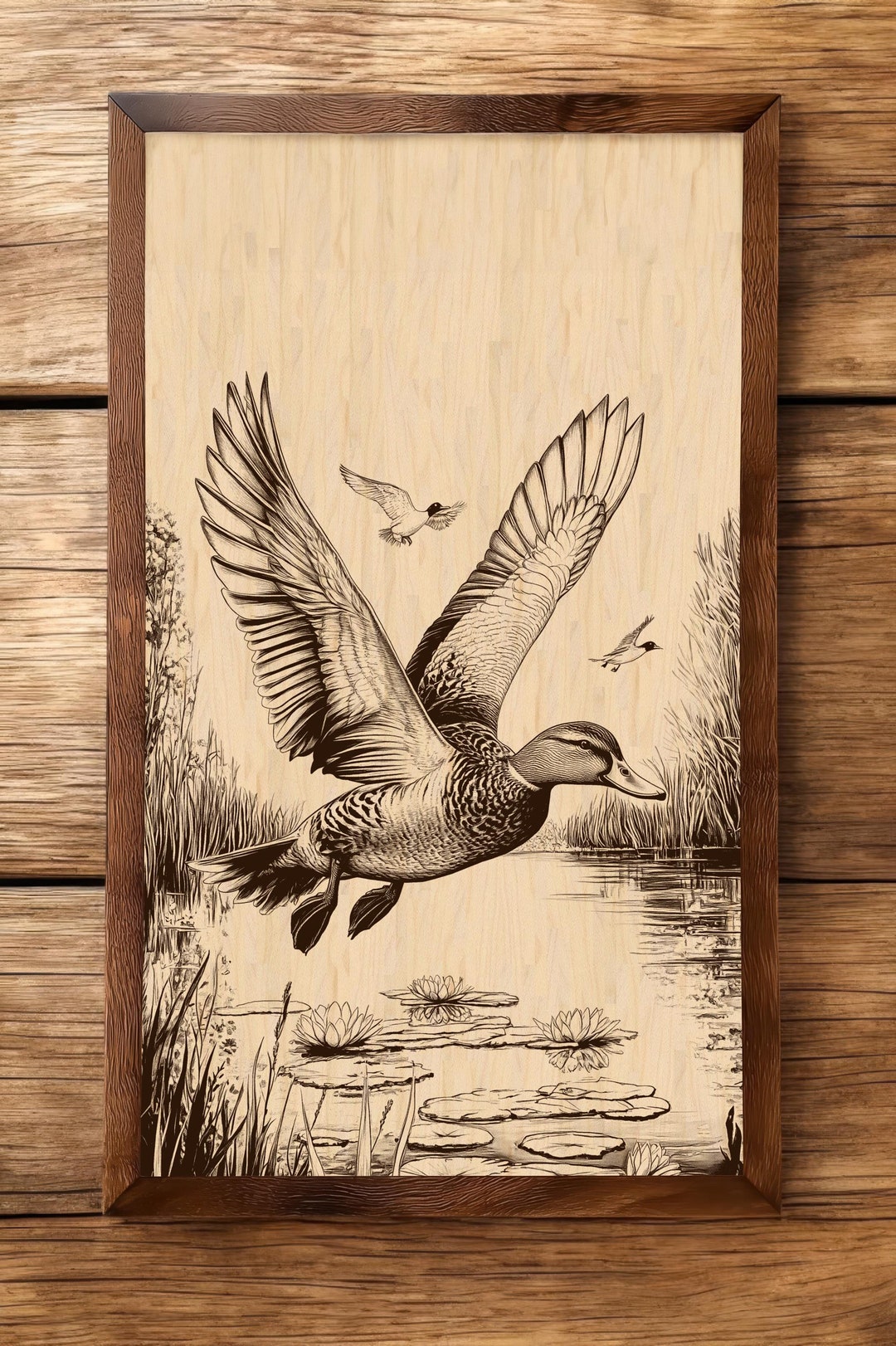 Duck Laser Engraving File, Ready to Engrave PNG & JPEG, Ducks Flying in ...
