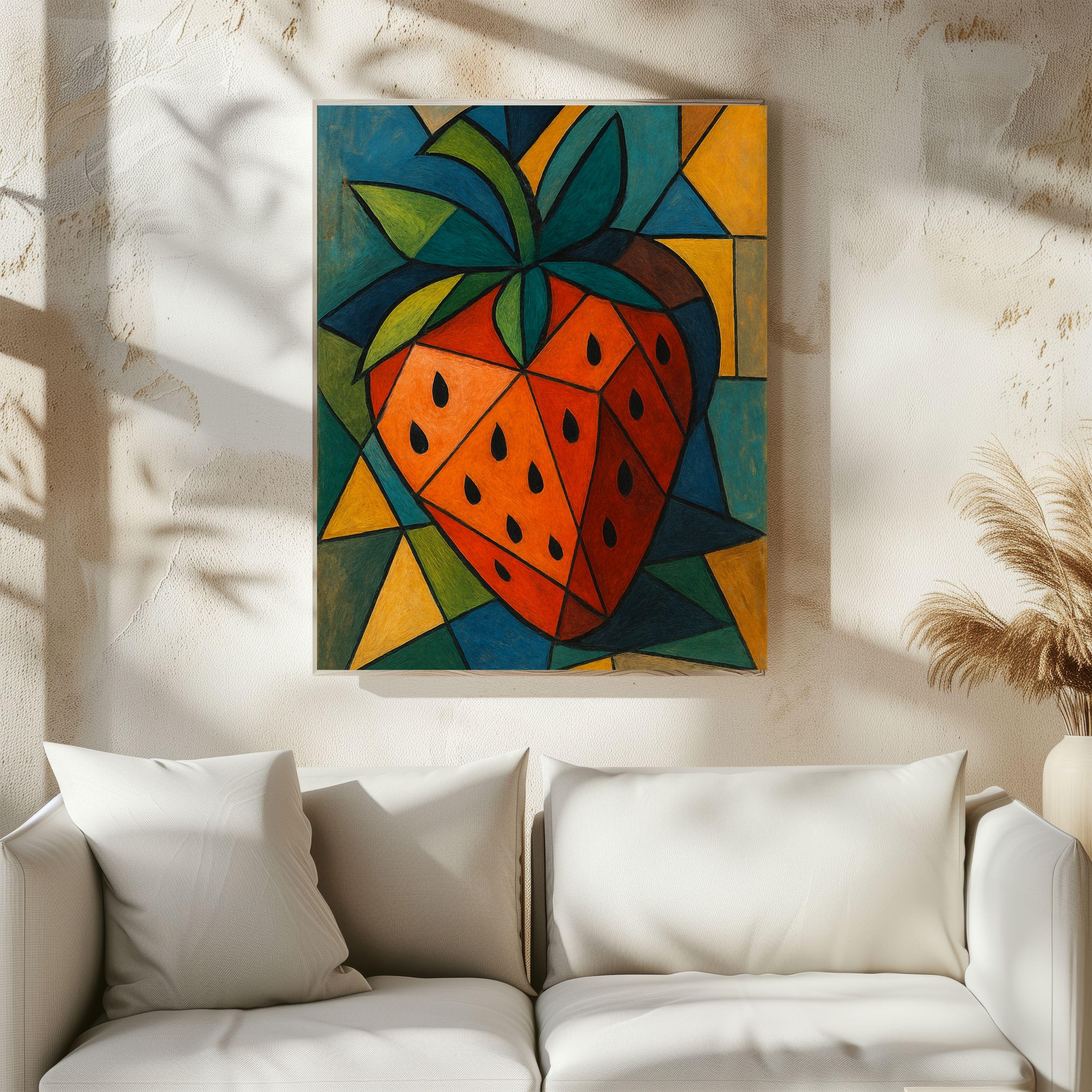 Fruit Art – Strawberry Cubist Abstract Artwork in Picasso Style ...
