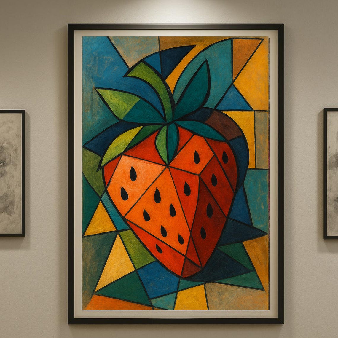 Fruit Art – Strawberry Cubist Abstract Artwork in Picasso Style ...