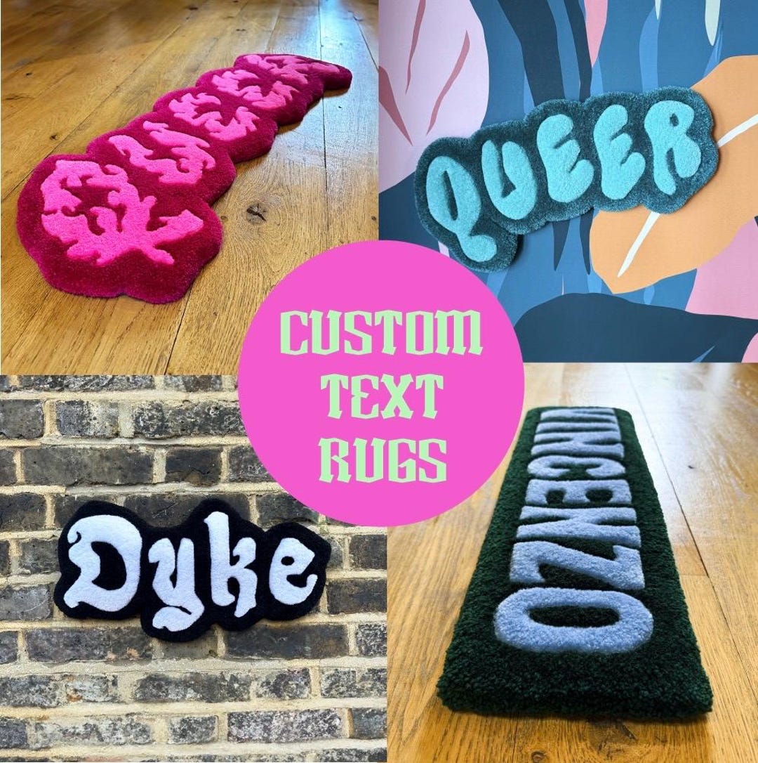 Personalized Text Tufted Rug | Customizable Text and Home Décor Wall ...