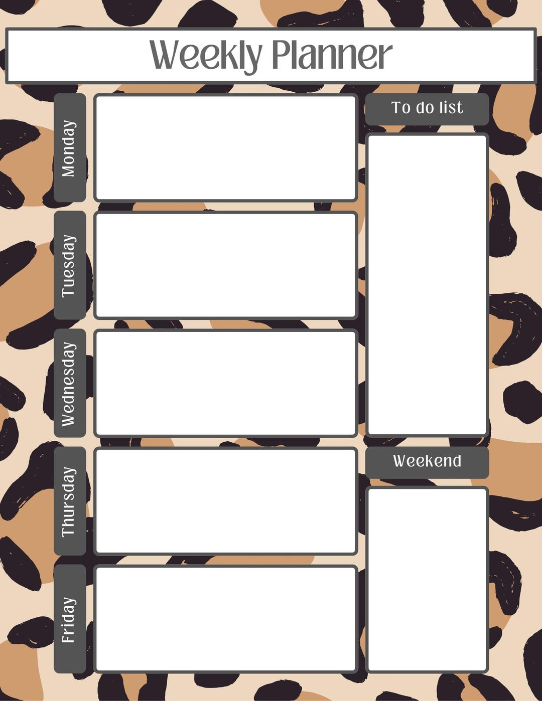 Leopard Print Weekly Planner - Stylish and Functional - Etsy