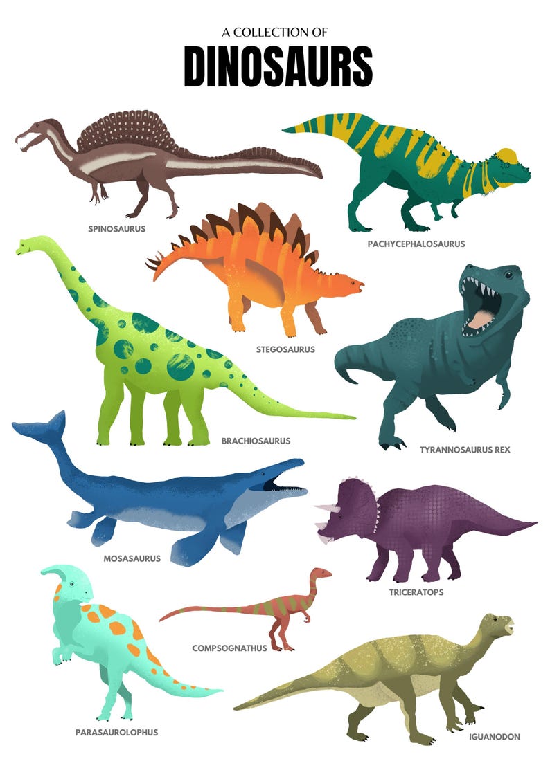Dinosaur Poster | Colorful Kids Room Decor Poster | Colorful Kidsroom ...