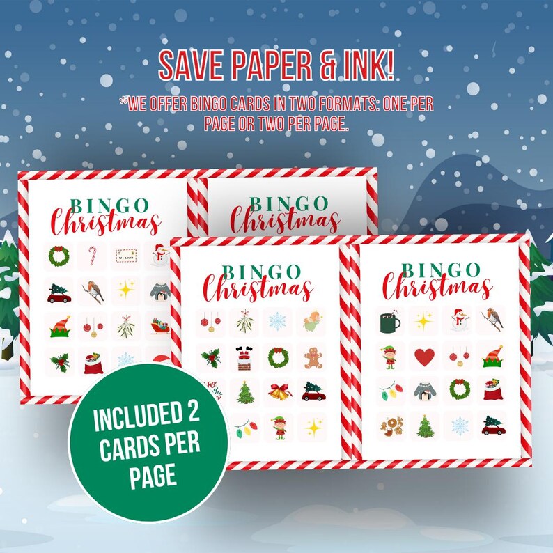 Christmas Bingo, 90 Printable Christmas Bingo Cards, Xmas Family Games ...