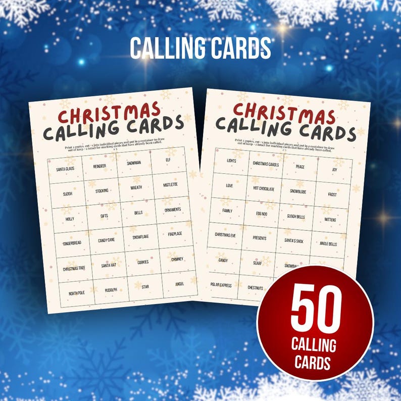 Christmas Bingo, 60 Printable Christmas Bingo Cards, Xmas Family Games ...