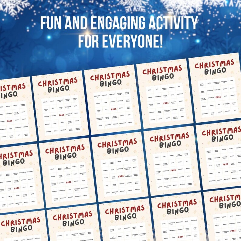 Christmas Bingo, 30 Printable Christmas Bingo Cards, Xmas Family Games ...