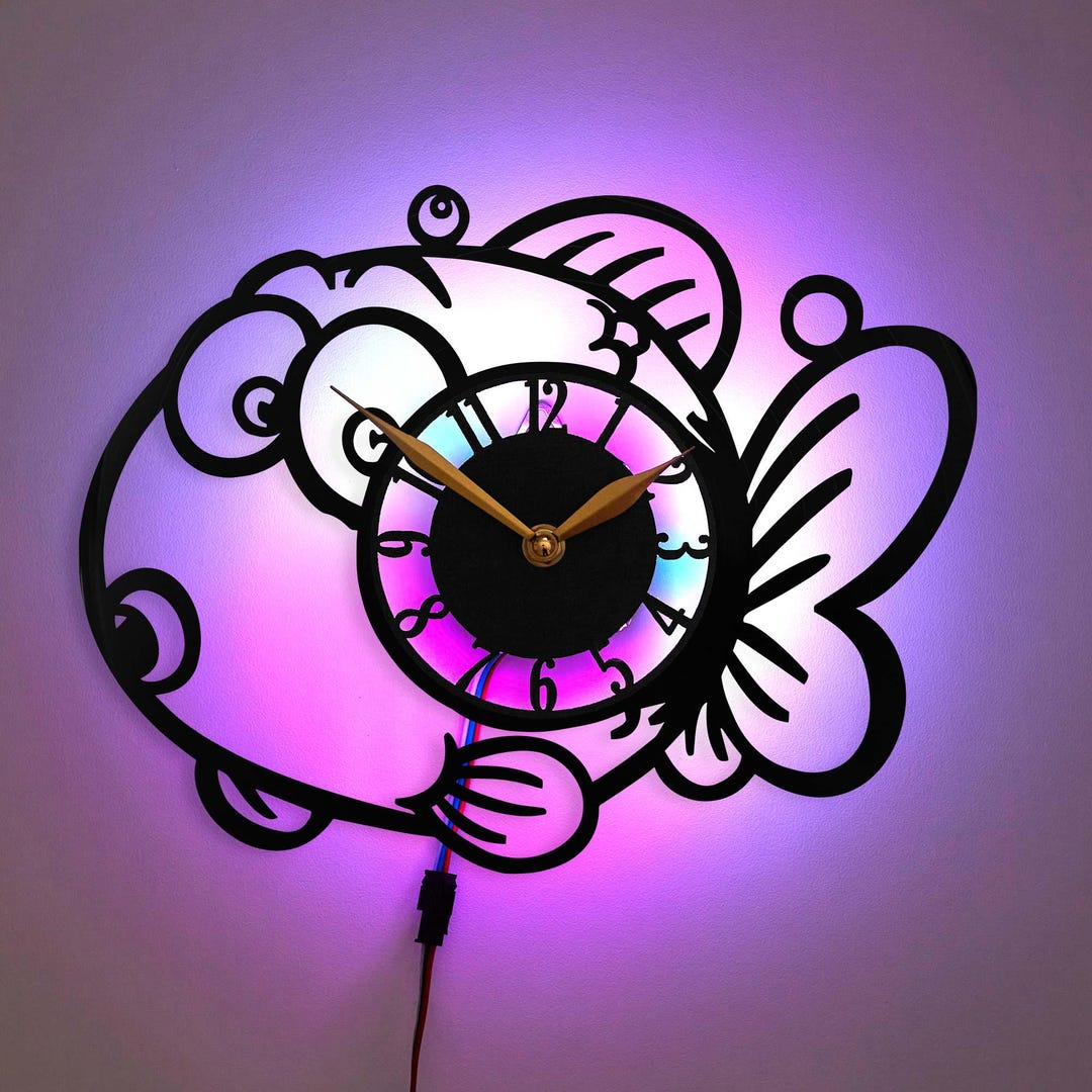 Fish Wall Clock, Cartoon Fish Design Clock, Kid's Room Wall Art Clock ...