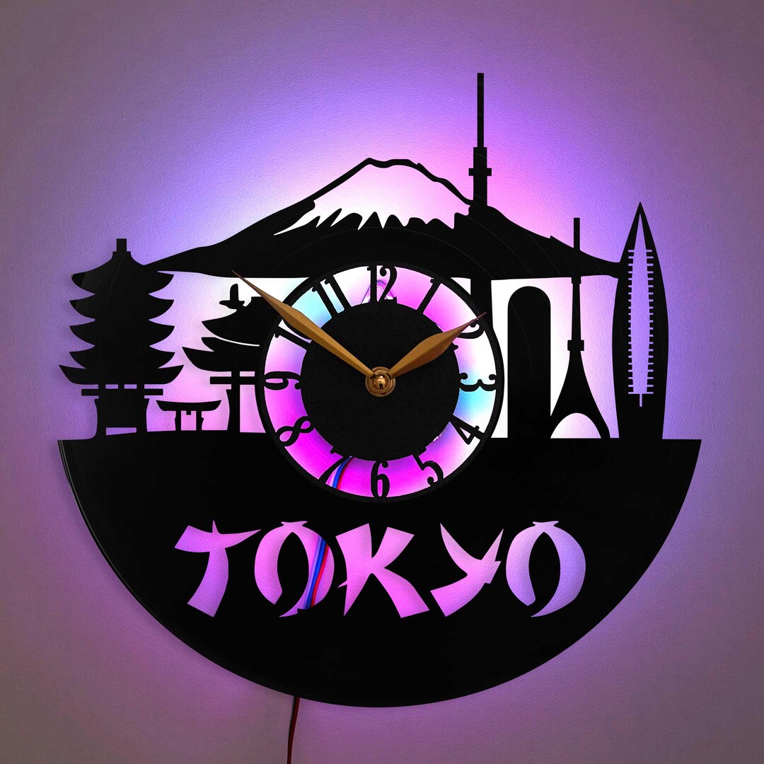 Tokyo Clock, Tokyo Decor, Mount Fuji Design Clock, Skyline and ...