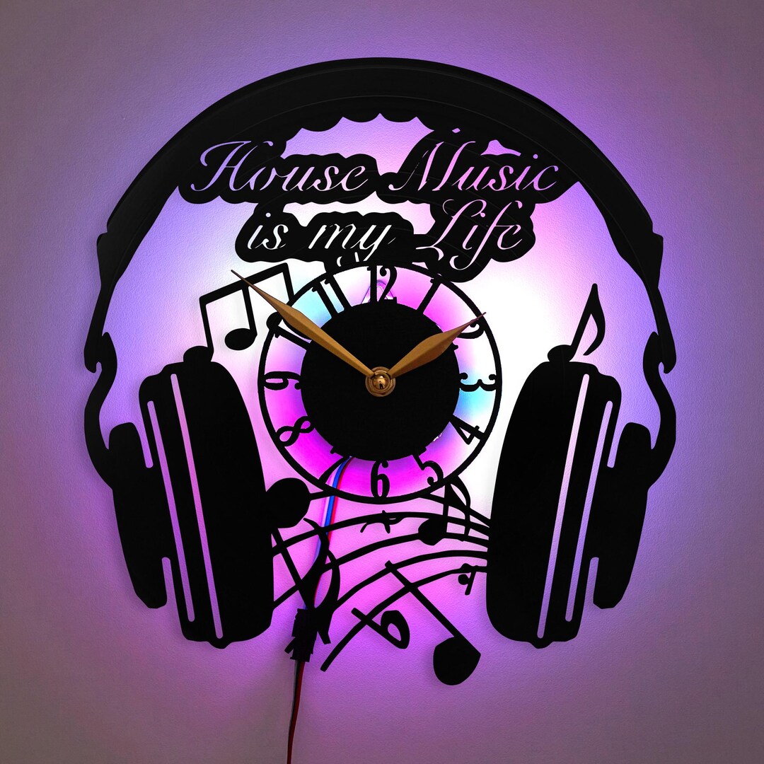 DJ Clock, Music Clock, Headphones Clock, House Music Clock, DJ Decor ...