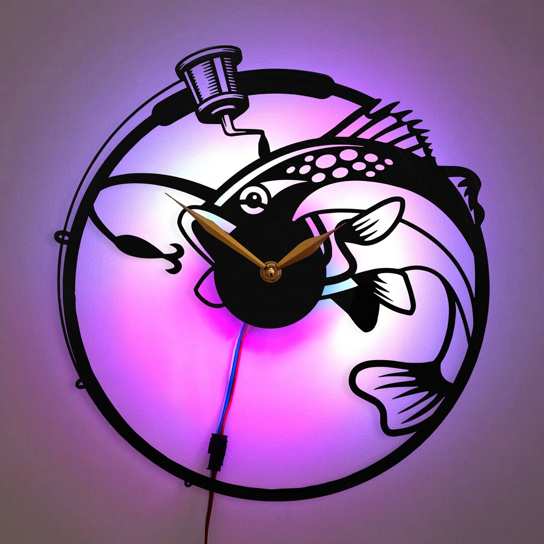 Fishing Clock, Fishing Decor, Fish Design Clock, Angler Decor Clock ...