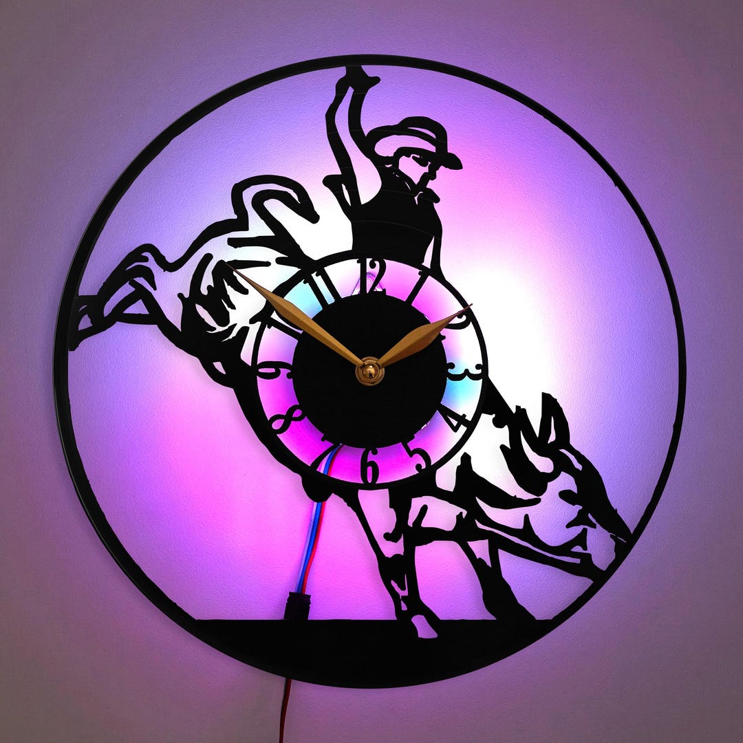 Bull Fighting, Rodeo Wall Clock, Cowboy Decor, Bull Riding Clock ...