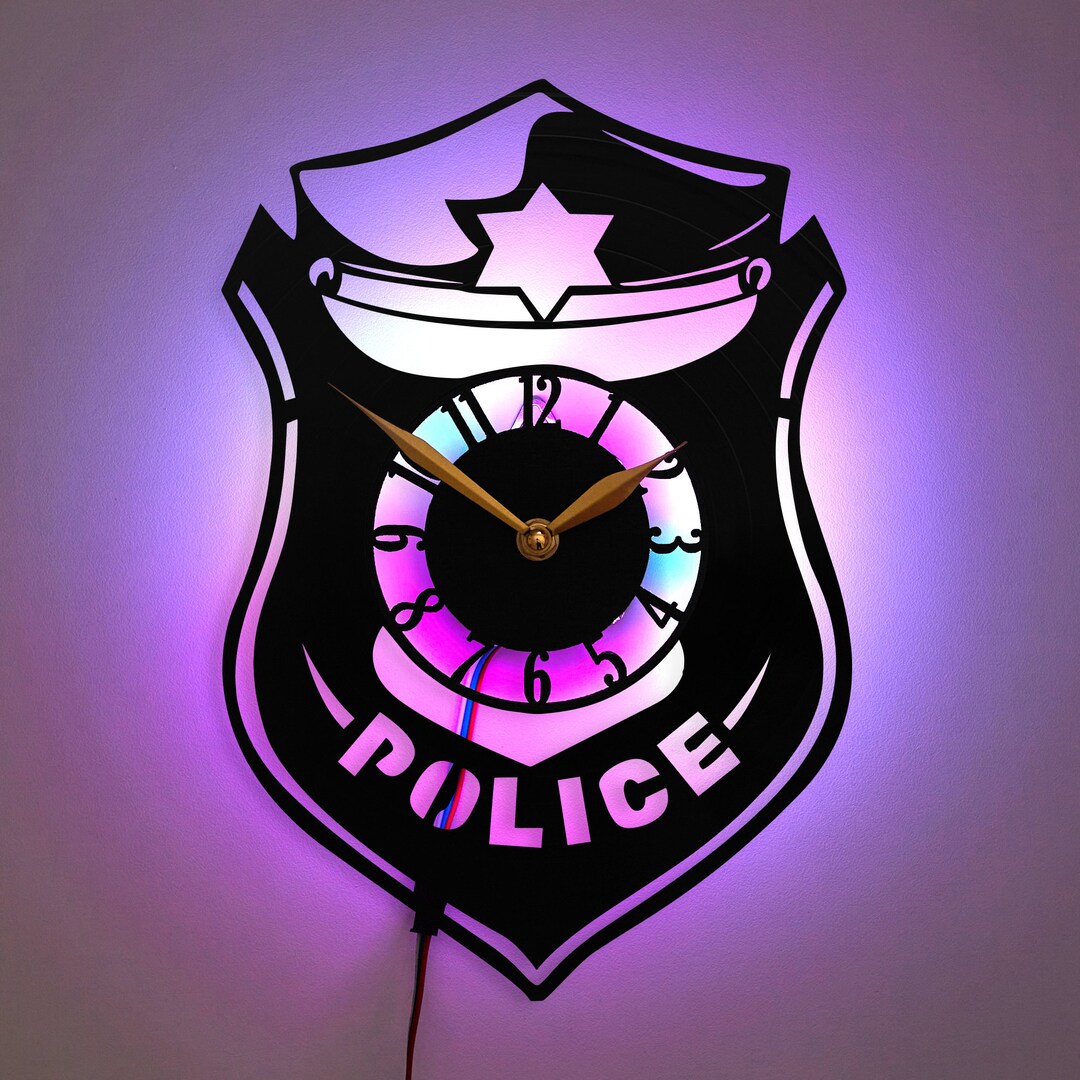Police Clock, Police Officer Gift Clock, Star Police Shield Decor ...