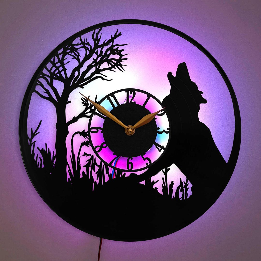Wolf Clock, Howling Wolf Clock, Nature Scene Clock, Forest Theme Wall ...