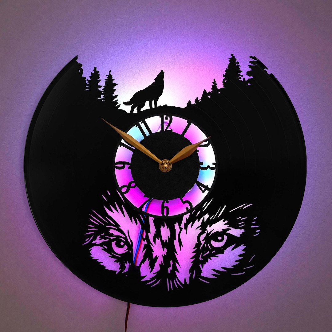 Wolf Wall Clock, Howling Wolf Clock, Forest Wildlife Clock, Animal ...