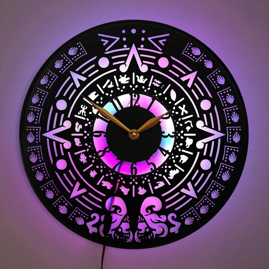 Mayan Calendar Clock, Aztec Decor, Tribal Art Clock, Ancient Symbol ...