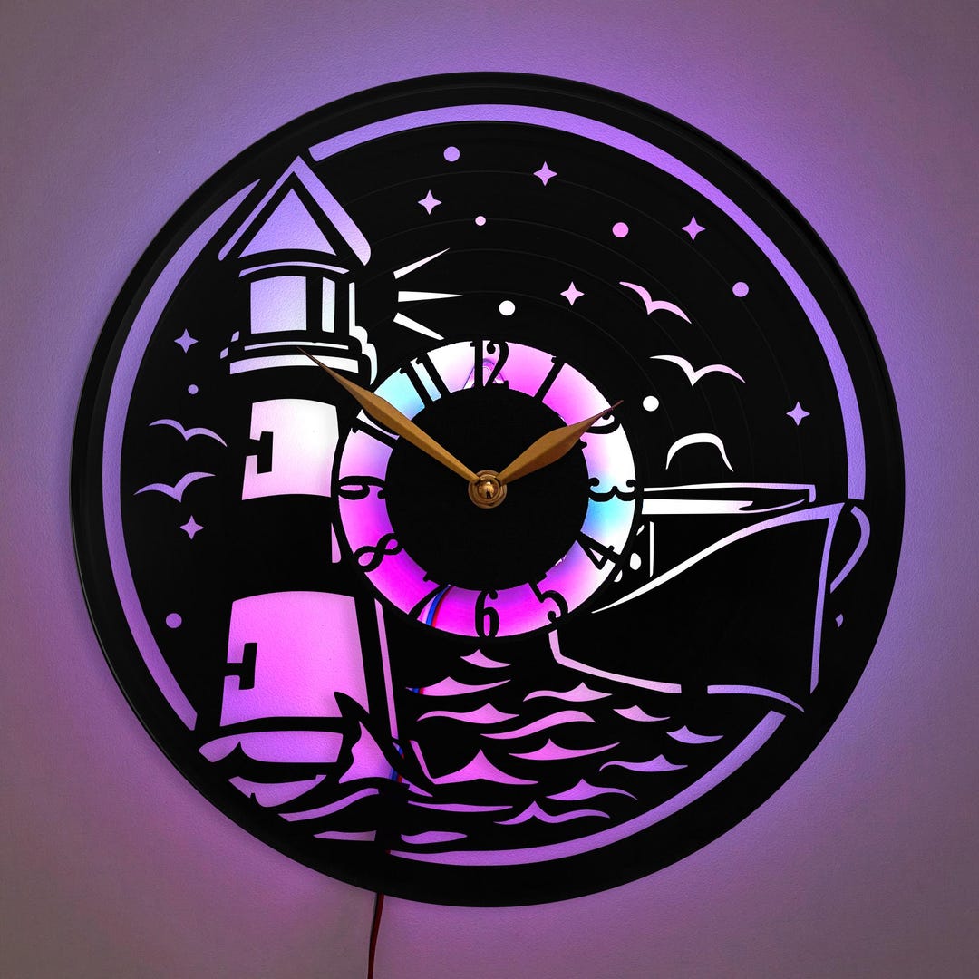 Lighthouse Wall Clock, Lighthouse Decor, Nautical Decor, Coastal Art Clock, Ocean Theme Decor ...