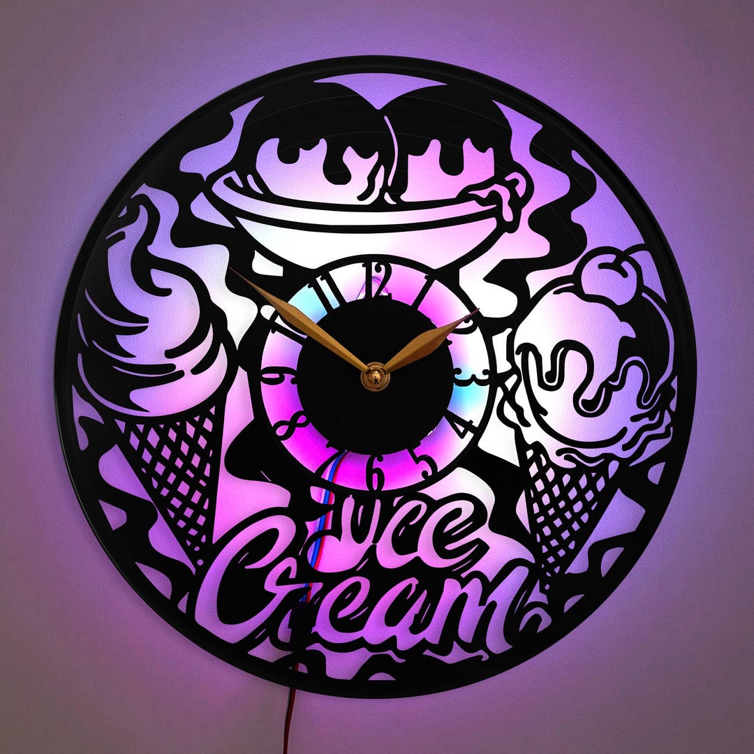 Ice Cream Clock, Ice Cream Decor, Dessert Decor, Kitchen Wall Art ...