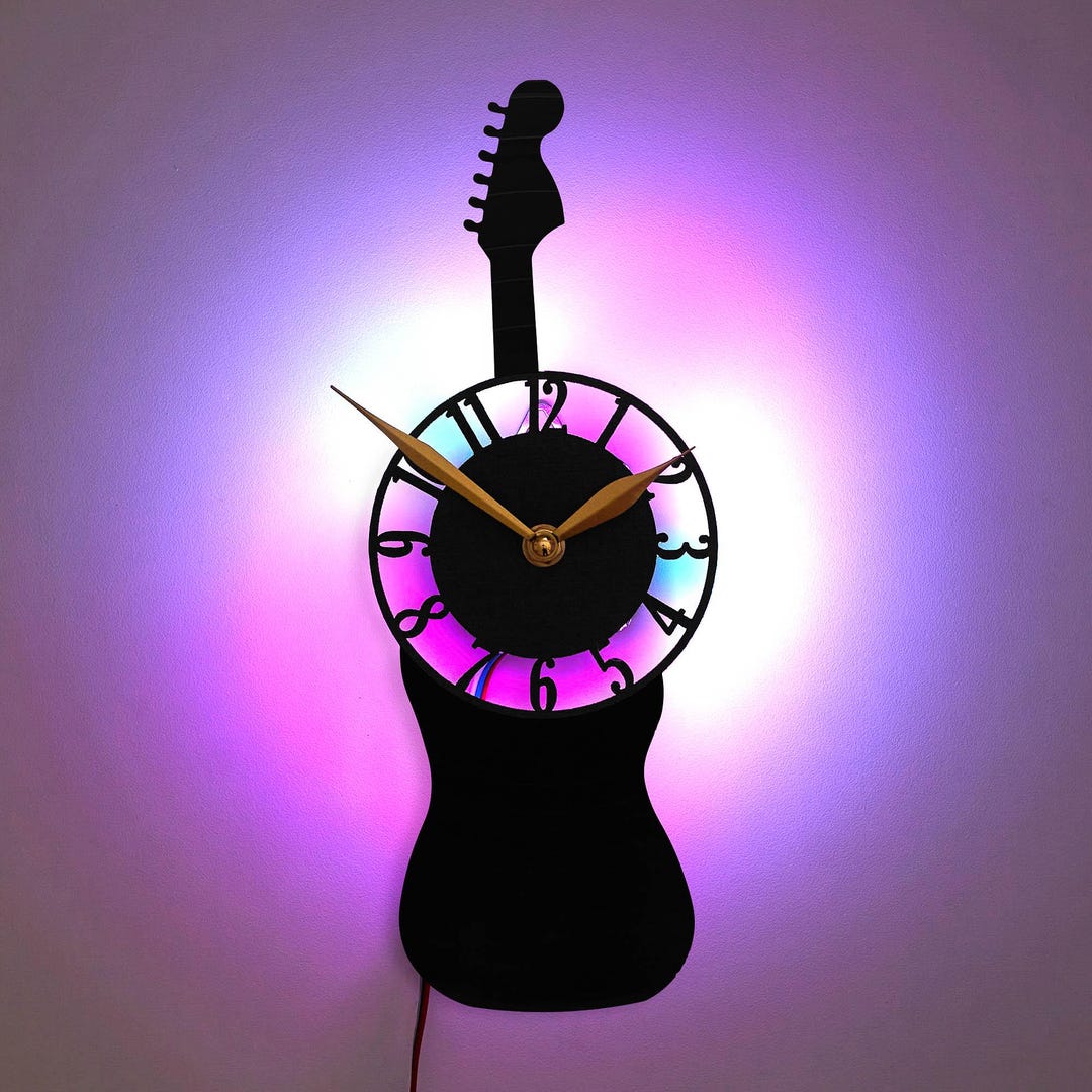 Electric Guitar Clock, Guitar Wall Clock, Music Decor, Guitar Decor ...