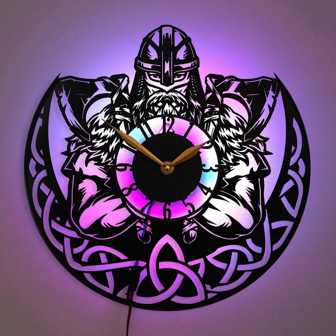 Viking Wall Clock, Nordic Design Clock, Warrior Clock, Celtic Knot ...