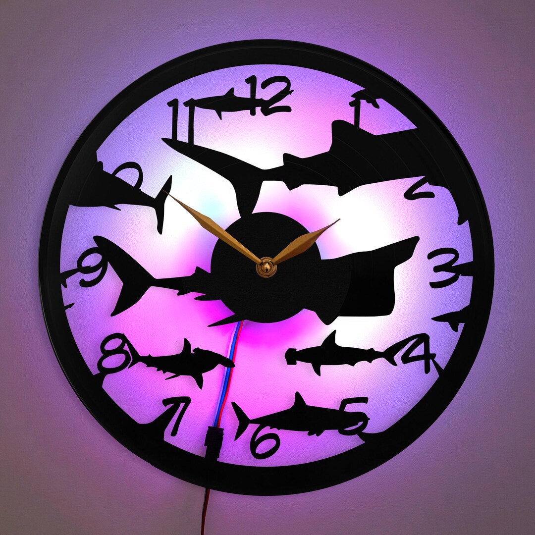 Shark Clock, Shark Gift, Shark Silhouette Clock, Ocean Theme Decor, Sea ...