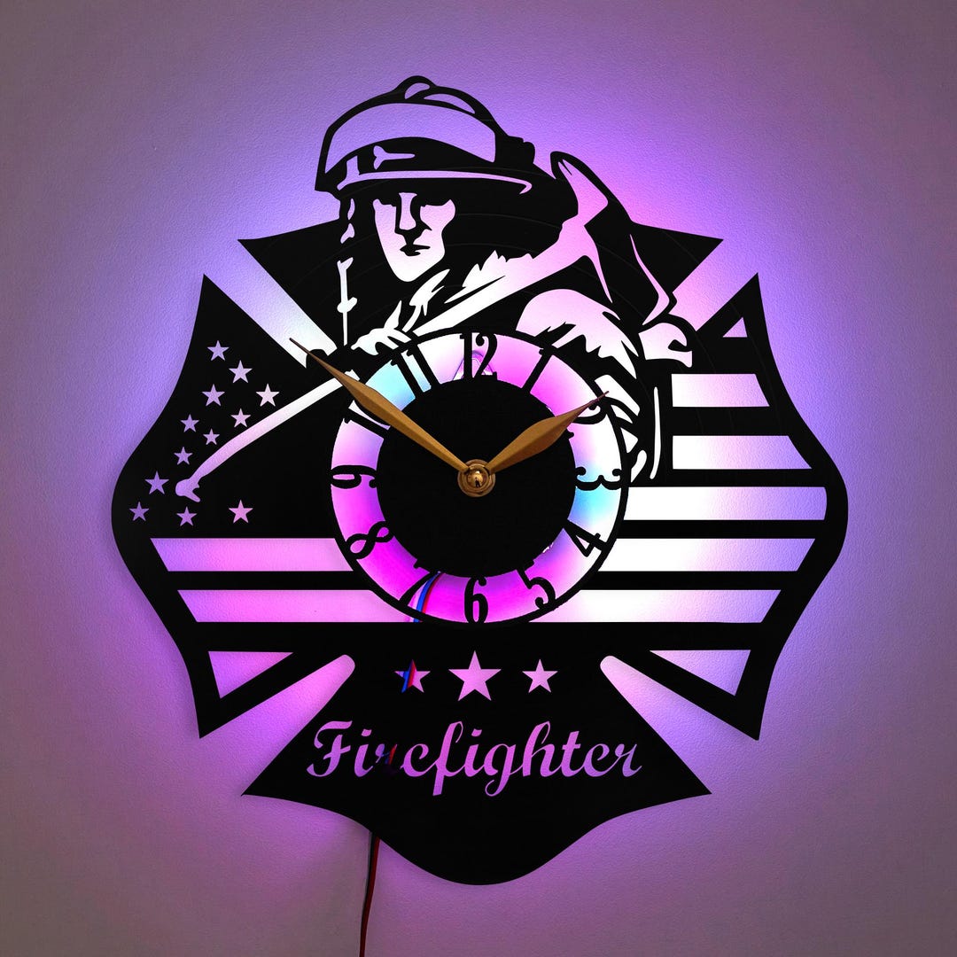 Firefighter Clock, Firefighter Decor, Hero Tribute Clock, Fire Station ...